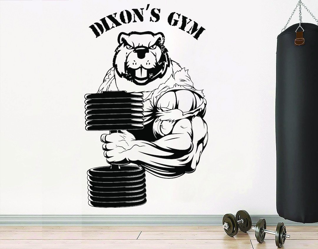 Beaver Gym Wall Decal Quotepower Fitness Quote Decor Workout Art Vinyl ...