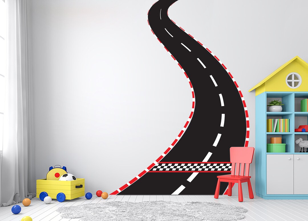 Road Wall Decal Sticker Tire Track Wall Sticker Road Wall Decals ...