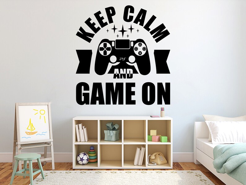 Keep Calm and Game on Gamer Wall Decal Personalized Gifts | Etsy