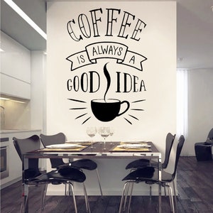 Coffee Wall Art, Custom Coffee Wall Decal, Coffee Decals, Kitchen Wall ...