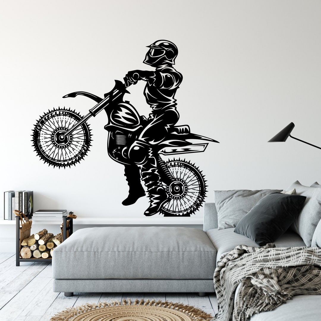 Motocross Wall Decal Motorcycle Wall Decor Dirt Bike Gift Free Style ...