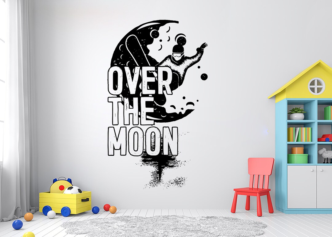 Over the Moon SKATEBOARDER Wall Decal Skate Wall Art Stickers ...
