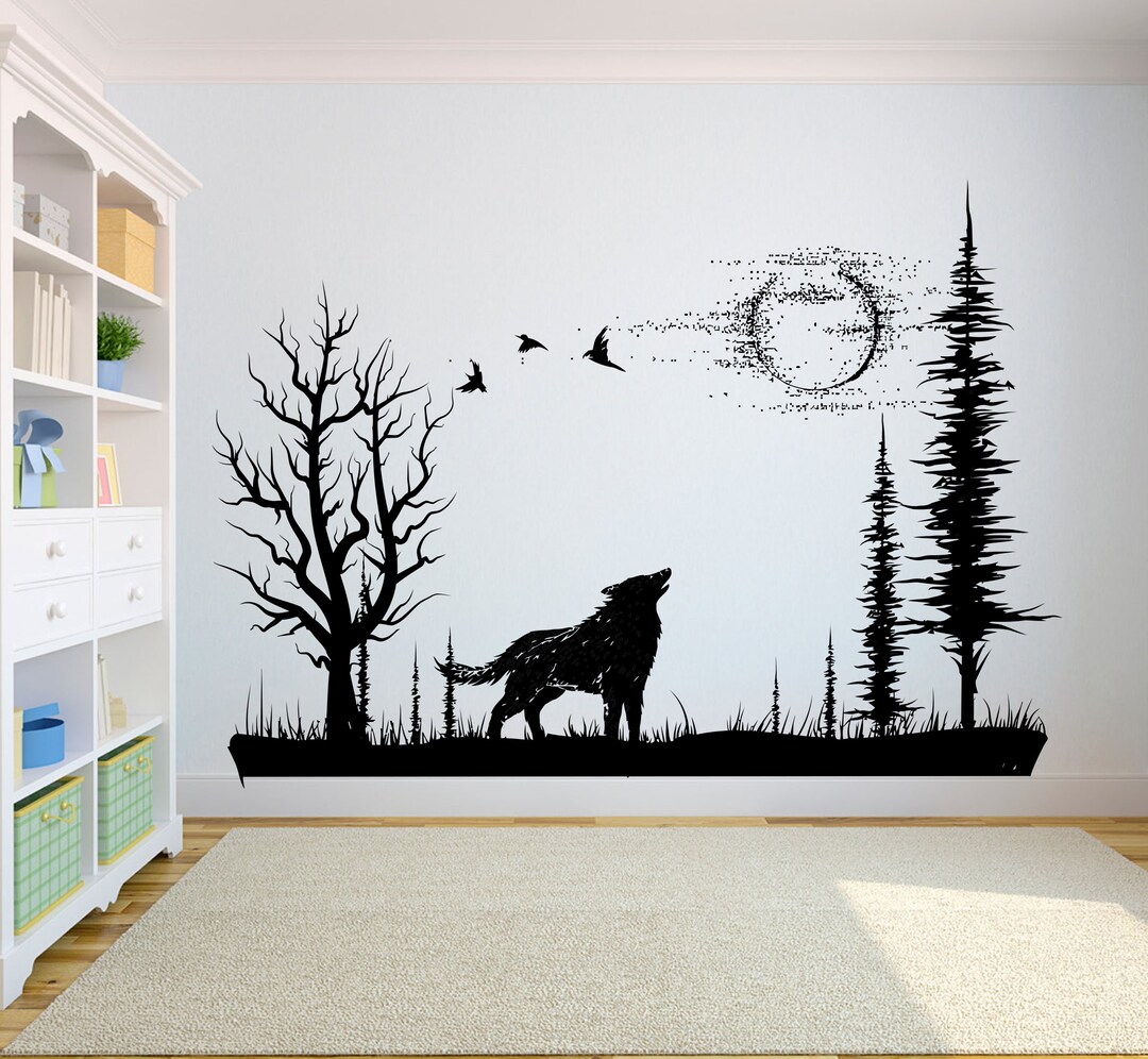 Wolf Wall Decal Animal Nature Wolf Dog Animals Anime Wall Decal Wolf ...