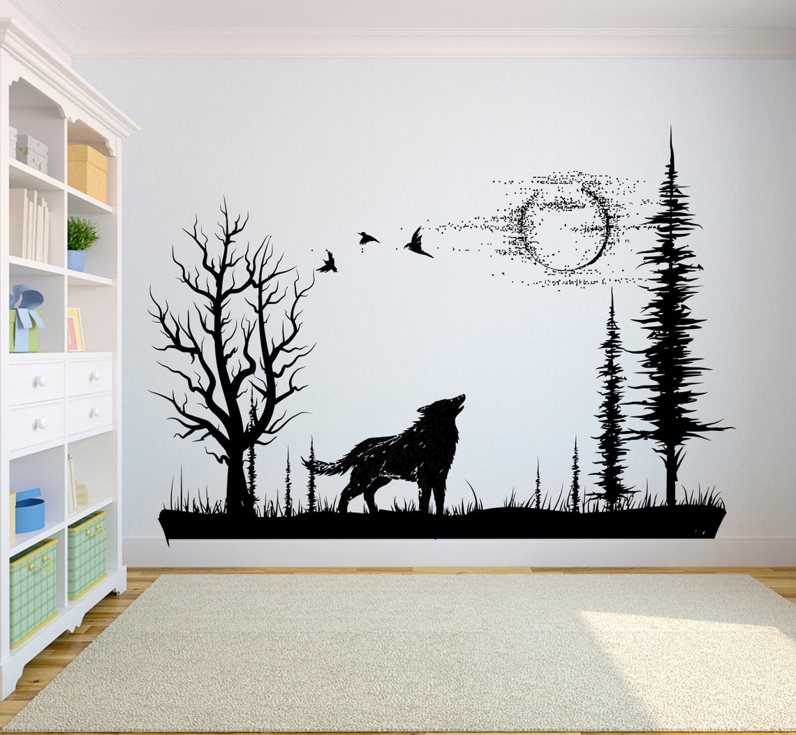 Wolf Wall Decal Animal Nature Wolf Dog Animals Anime Wall - Etsy