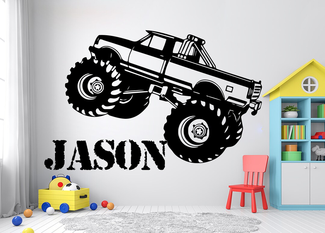 Custom Name Monster Truck Wall Decal Monster Car Decal Personalized ...