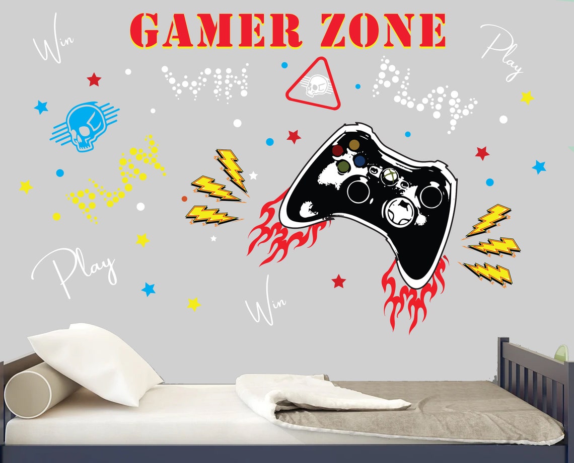 Gamer Wall Decor Custom Controller Decal Video Game Wall - Etsy