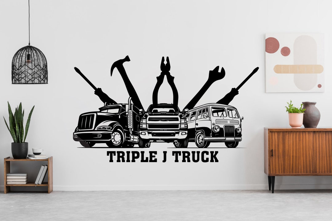 Mechanic Truck Decal Custom Name Van Wall Decal 4x4 Truck Pickup ...