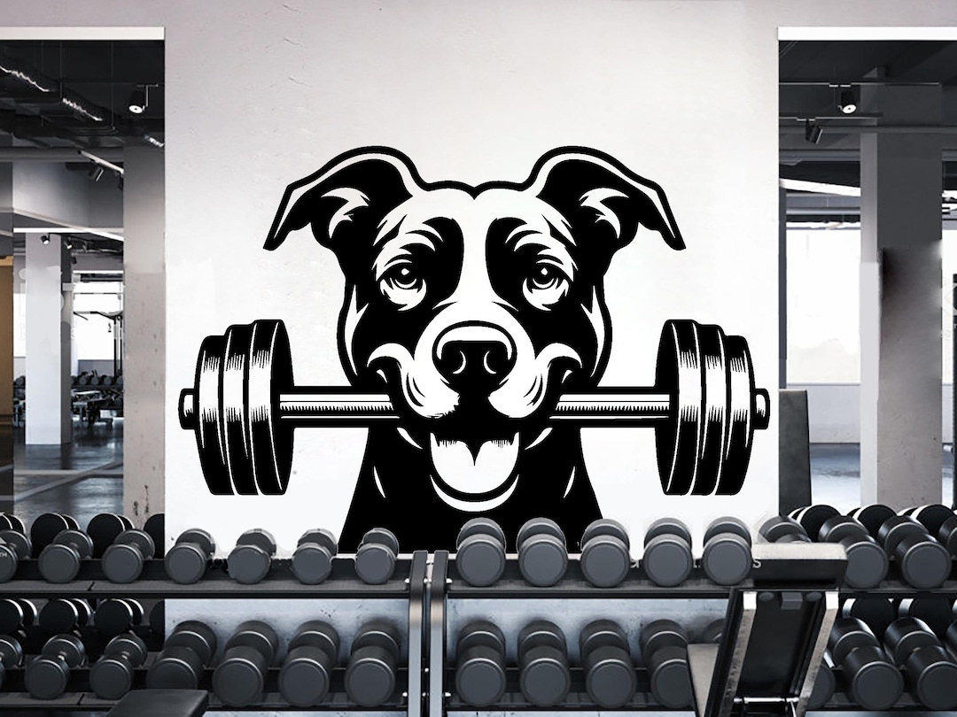 Dog Gym Wall Decal Custom Fitness Decor Workout Art Vinyl Dog Lover ...