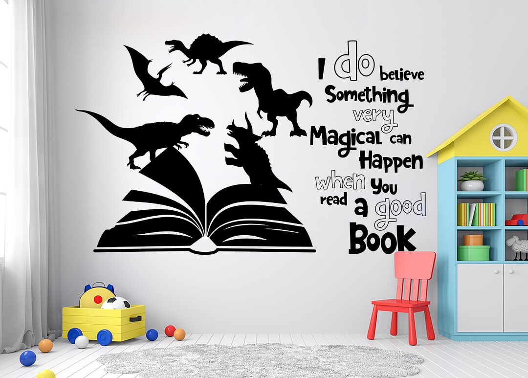 Dinosaur Quote Books Wall Decal Book Kids Room Decorative Books Lover ...