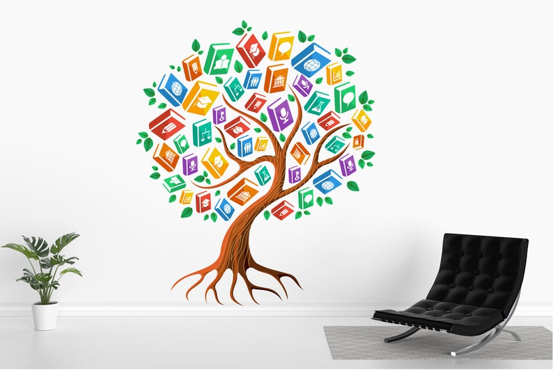 Tree With Book Kids Wall Decal Books Quote Reading Room Library Book ...
