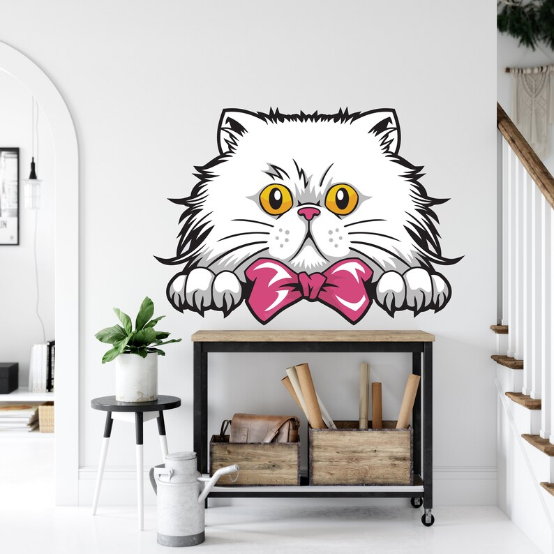 Persian Cat Wall Decals Dog Decor Cat Kids Cat Wall Art Decal - Etsy