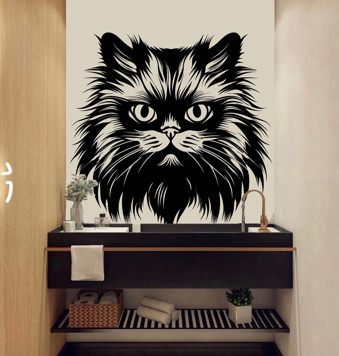 Persian Cat Decor Cat Wall Decals Kids Cat Wall Art Decal Cat Lover ...