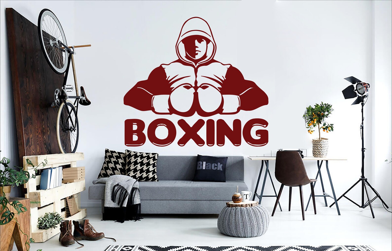 Boxing Wall Decor Custom Gloves Boxer Stickers Bedroom Sport Fight ...