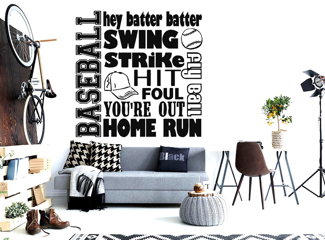 Baseball Wall Art Quote Personalized Gifts Custom Decal Wall - Etsy