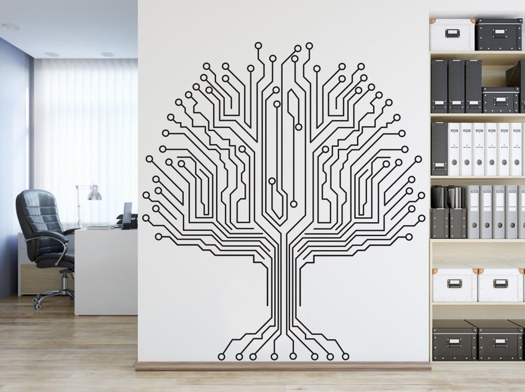 Circuit Board Wall Decal, Technology Vinyl Wall Art Decals, Gamer Room ...