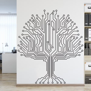 Circuit Board Wall Decal, Technology Vinyl Wall Art Decals, Gamer Room ...