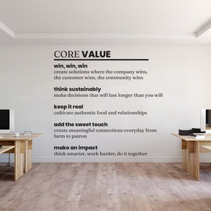 Core Values, Win Win, Solutions, Think Smart, Work Smarter, Wall Decal ...