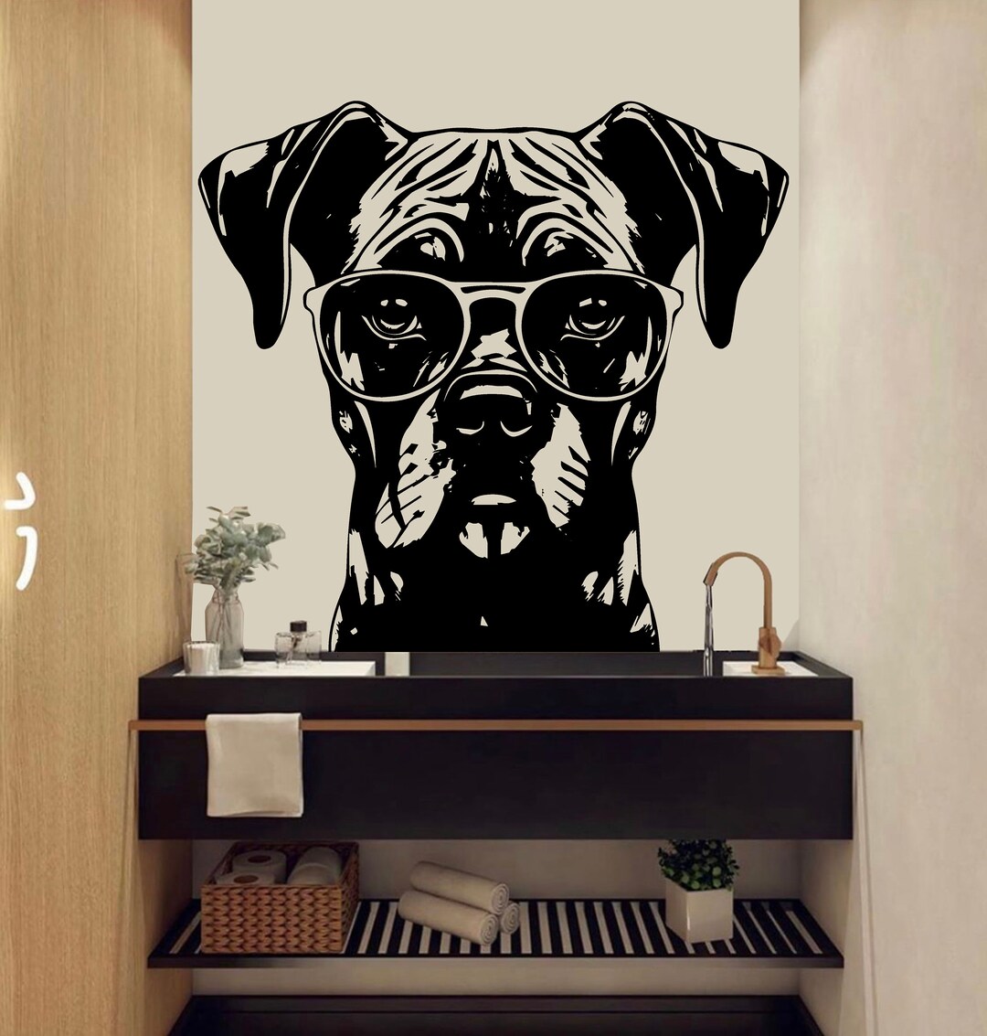 Boxer Hipster Dog Wall Decal Dog Decor Dog Kids Dog Wall Art Decal Dog ...