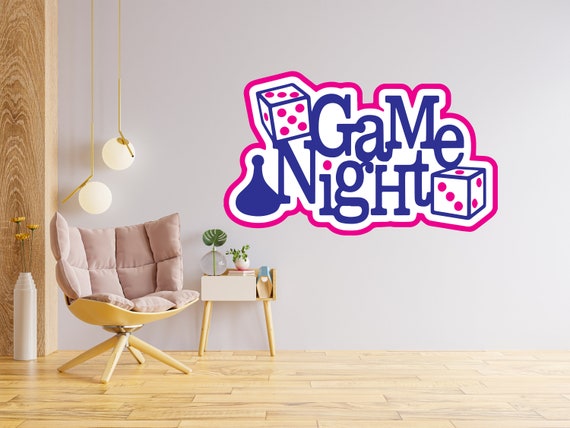 Game Night Wall Decal Family Wall Art Games Art Birthday - Etsy