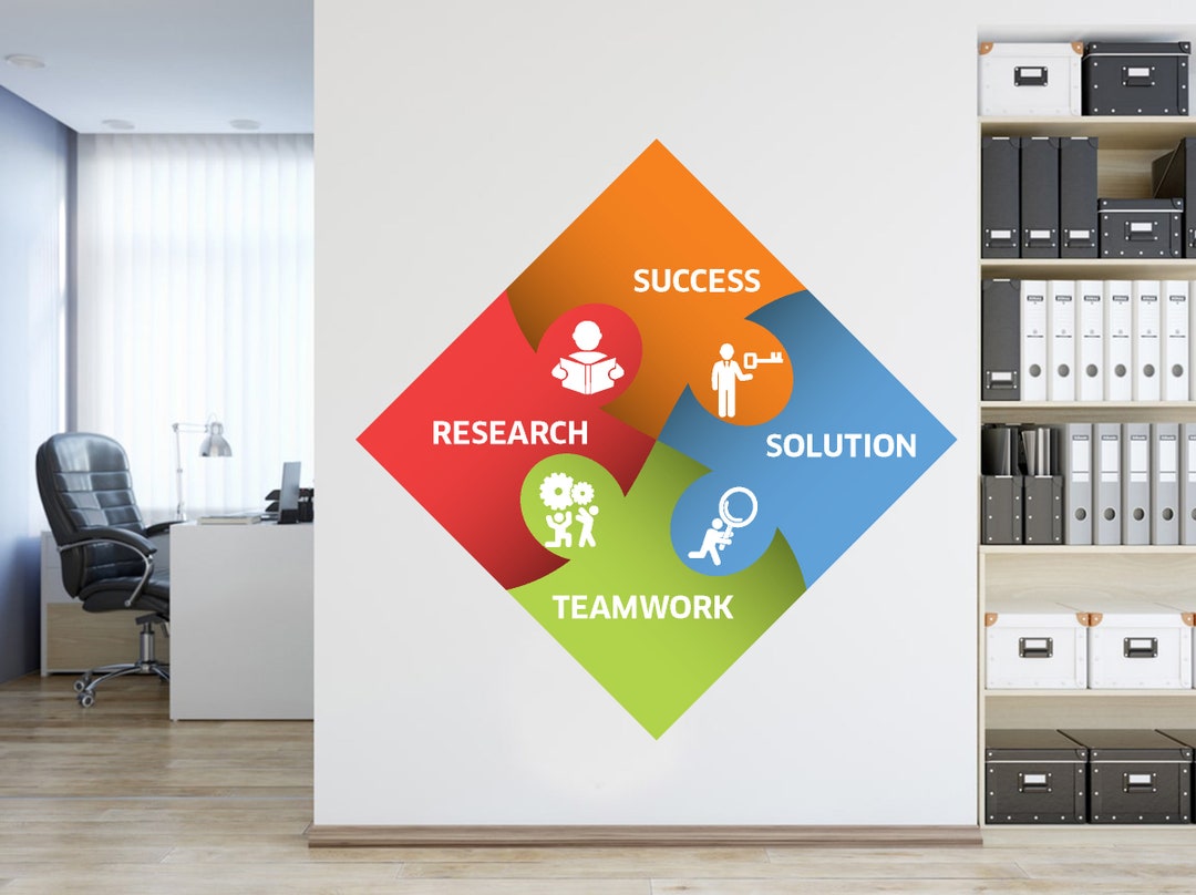 Puzzle Office Wall Decal Idea Teamwork Business Worker Inspire Office ...