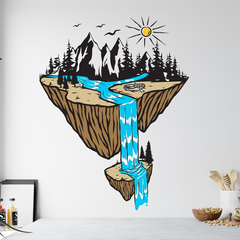 Waterfall Wall Decal - Etsy
