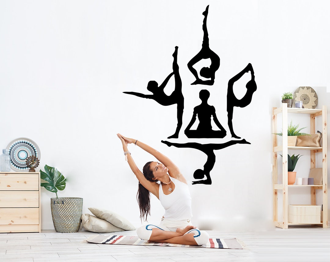 Yoga Stickers Wall Decor Yoga Meditation Decal Art Namaste Chakra Lotus ...