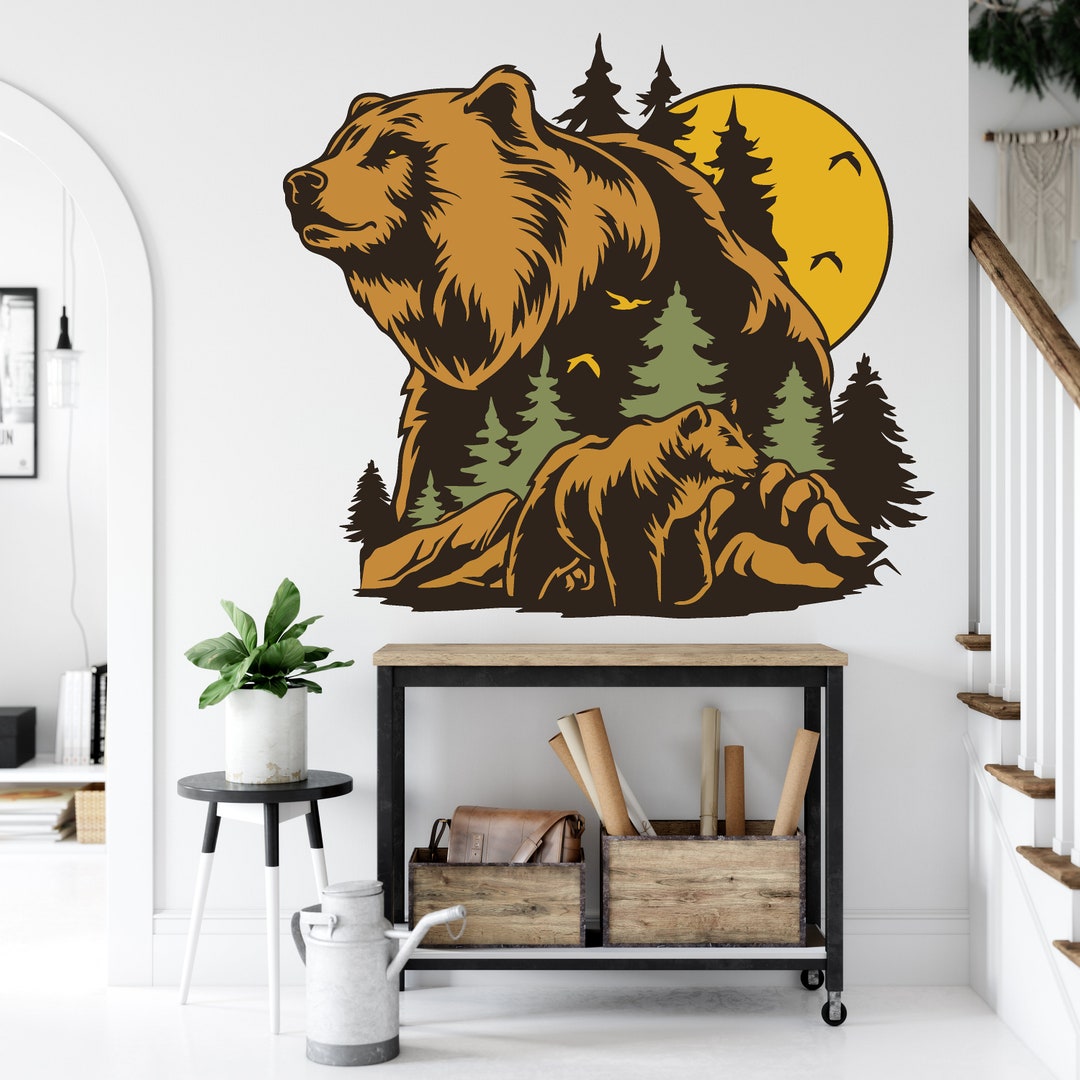 Bear Forest Wall Decal Grizzly Bear Brown Bear Animal Nature Hundting ...