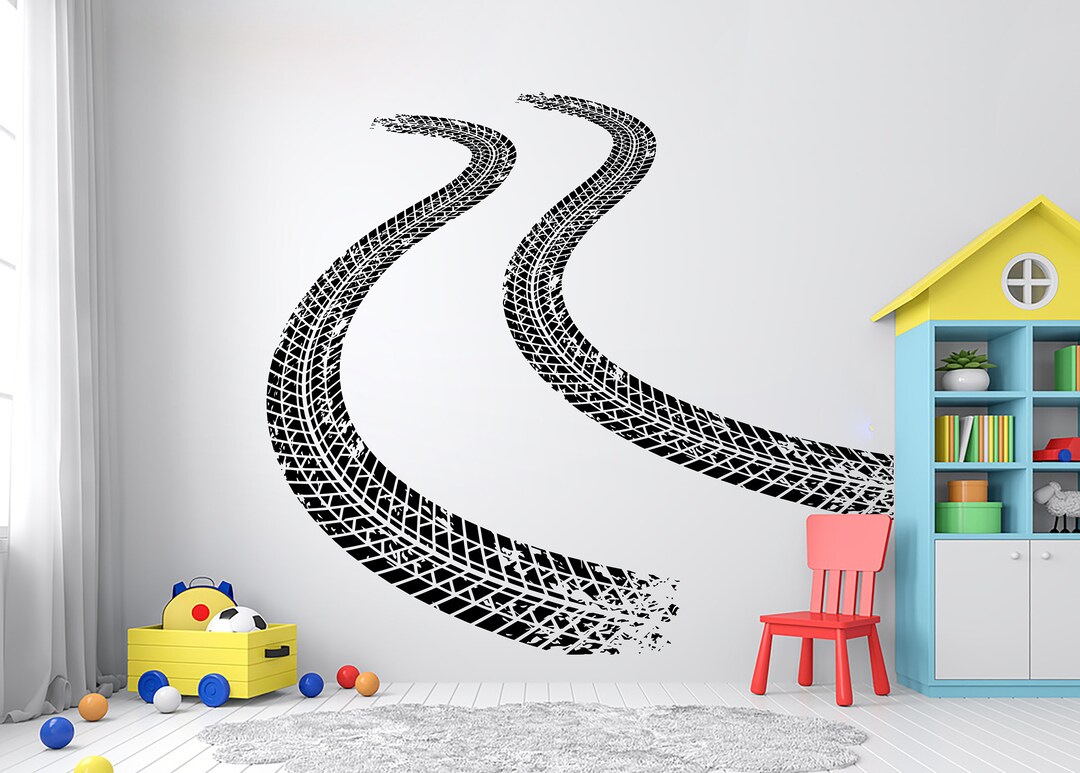 Tire Marks Wall Decor Tire Track Wall Decal Racing Road Tire Track Wall ...