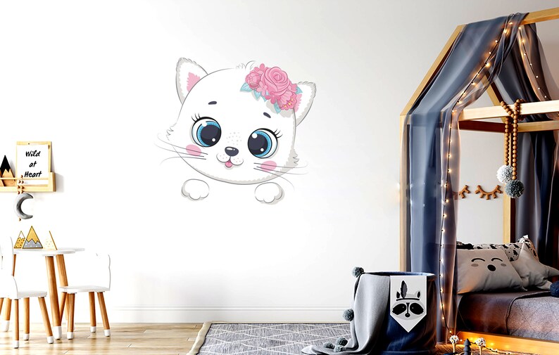 Cat Wall Decal Cat Decor Cat Kids Cat Wall Art Decal Cat Lover - Etsy