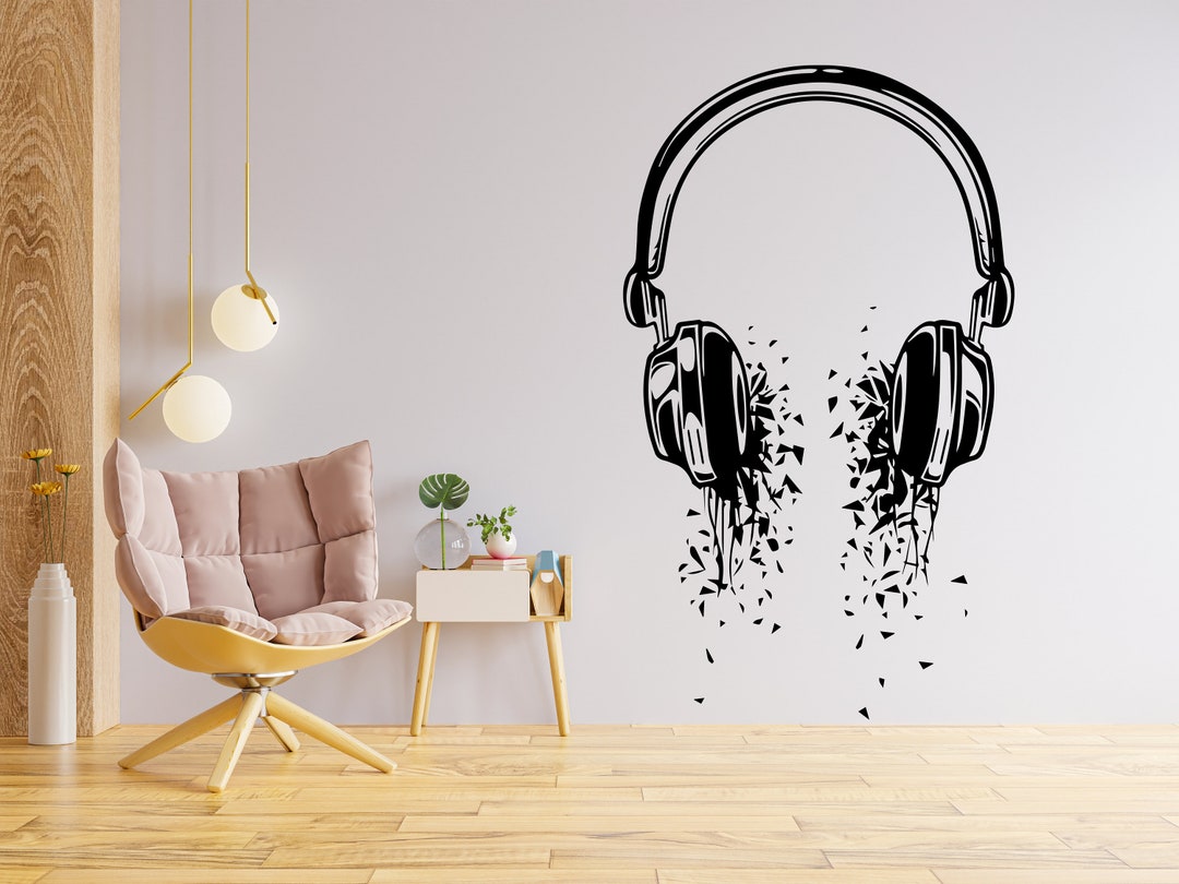 Headphones Wall Decal Music Headphones Wall Decal Music Wall Sticker ...