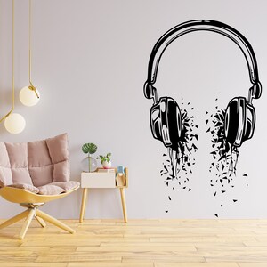 Headphones Wall Decal Music Headphones Wall Decal Music Wall Sticker ...