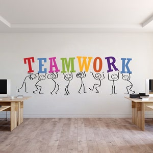 Teamwork Office Wall Decal Idea Teamwork Business Worker Inspire Office ...