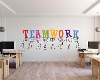 Teamwork Office Wall Decal Idea Teamwork Business Worker - Etsy