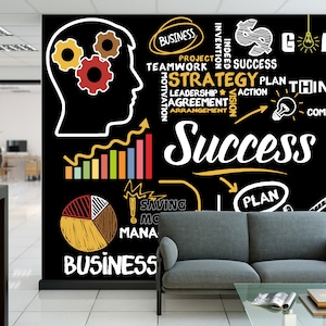 Office Wall Decal Office Wall Mural Business Peel and Stick Fabric ...