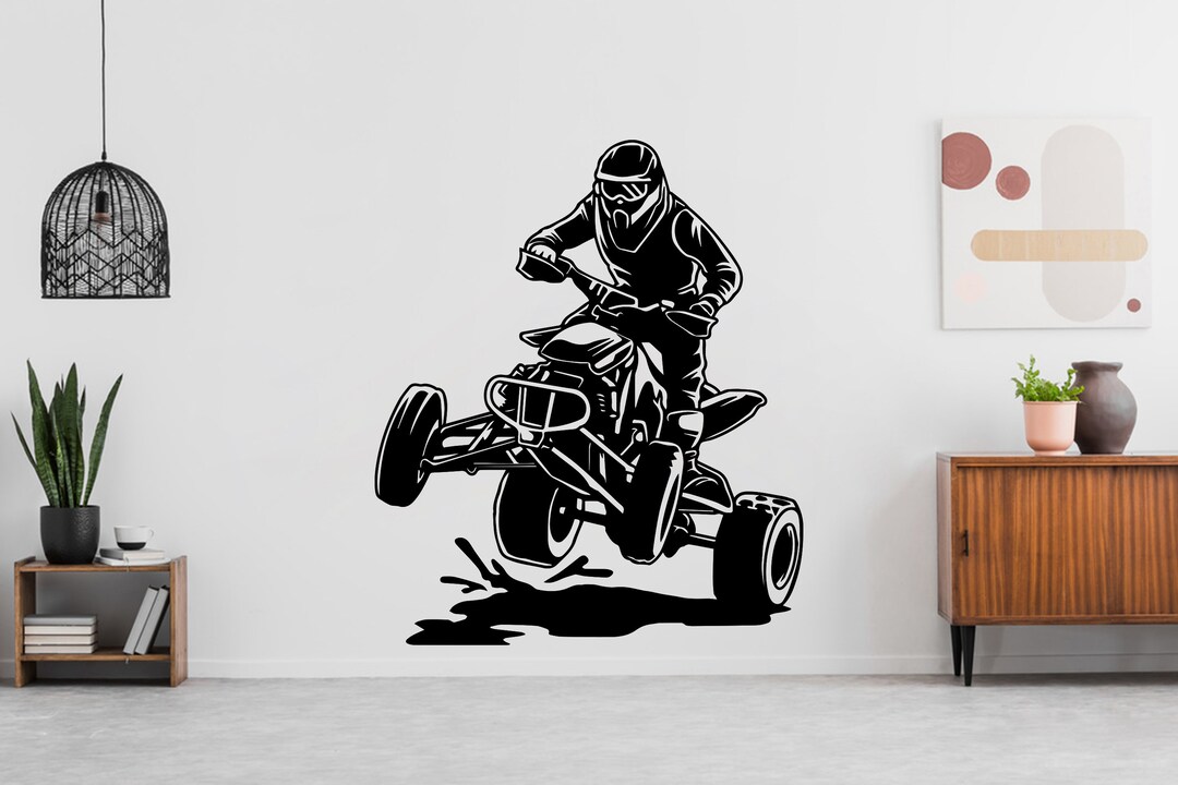 ATV Rider Wall Decal, ATV Racing Wall Decor 4x4 Wheel Racing Bedroom ...
