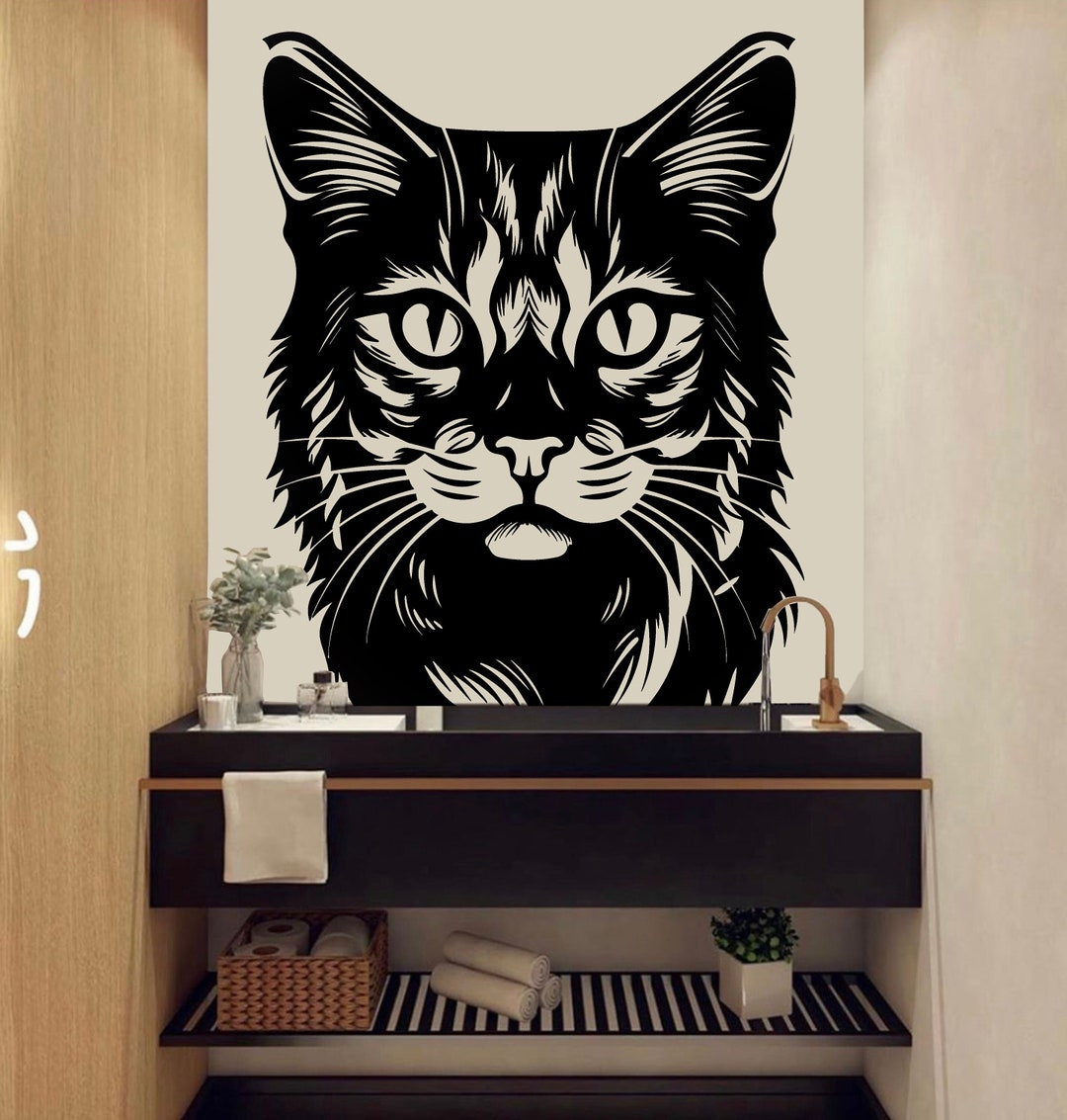 Exotic Cat Decor Cat Wall Decals Kids Cat Wall Art Decal Cat Lover ...