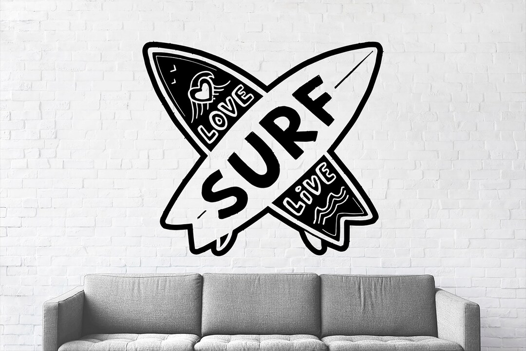 Surf Wall Decal Shark Art Wall Decal Beach Sport Vinyl Surf Gifts Boys ...