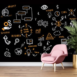 Office Wall Decal Office Wall Mural Business Peel and Stick Fabric ...