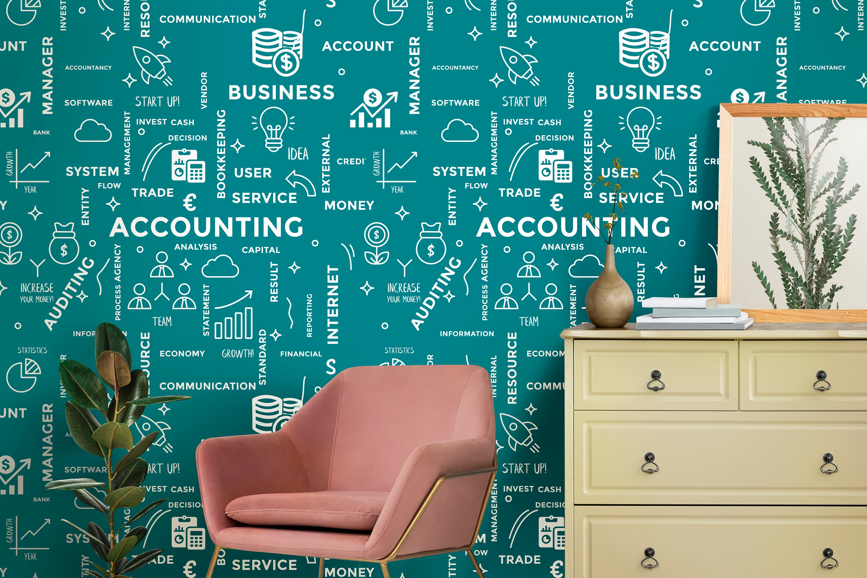 Accounting Decor Office Wall Decal Teamwork Business Wallpaper - Etsy