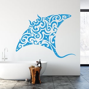 Manta Ray Tribal Wall Decal, Stingray Wall Art Modern Wall Stickers ...