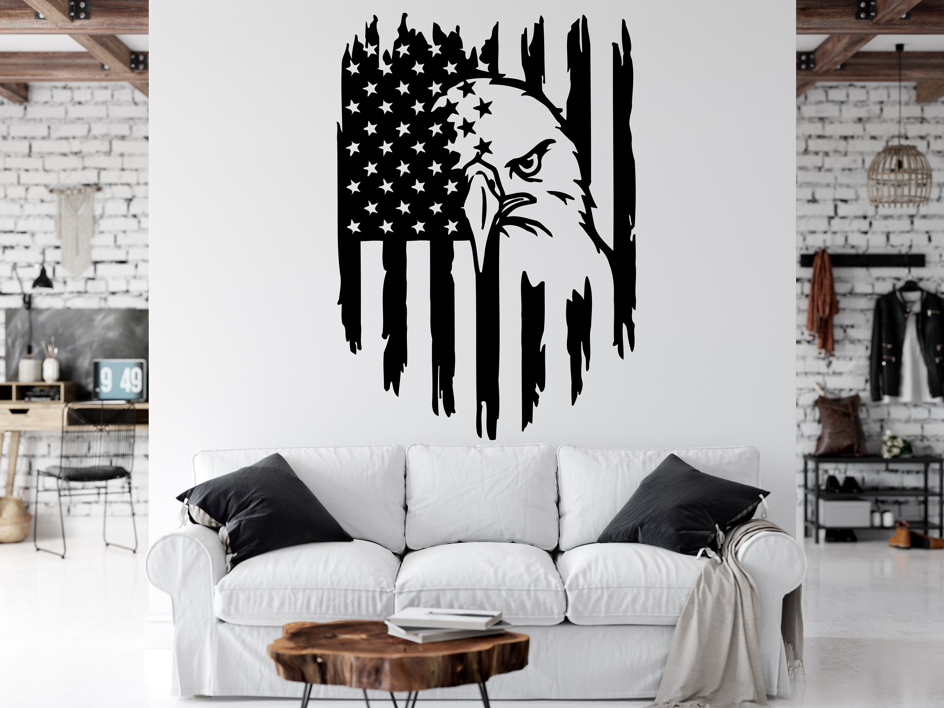 Patriotic Eagle Wall Decor American Flag Decals Eagle Art Wall - Etsy