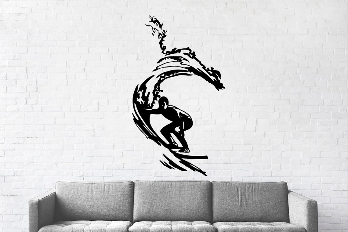 Surfing Palm Surf Wall Decals Surfer Boy Wall Decals Surfing | Etsy