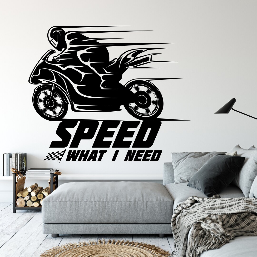 Motocross Speed Wall Decal Motorcycle Wall Decor Dirt Bike Gift Free ...