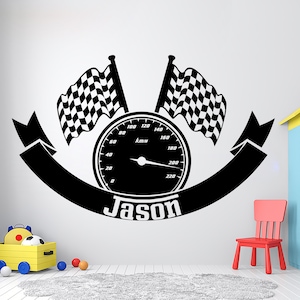 Custom Name Speedometer Wall Decal Racing Car Speedometer Decal Wall ...