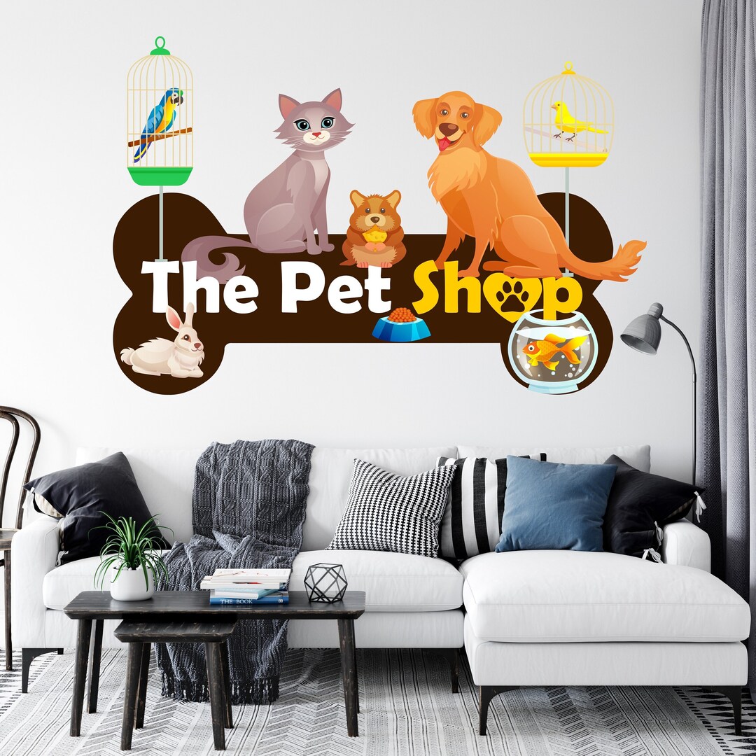 Pet Shop Wall Decor, Dog Custom, Cat Decal, Pet Shop, Grooming Salon ...