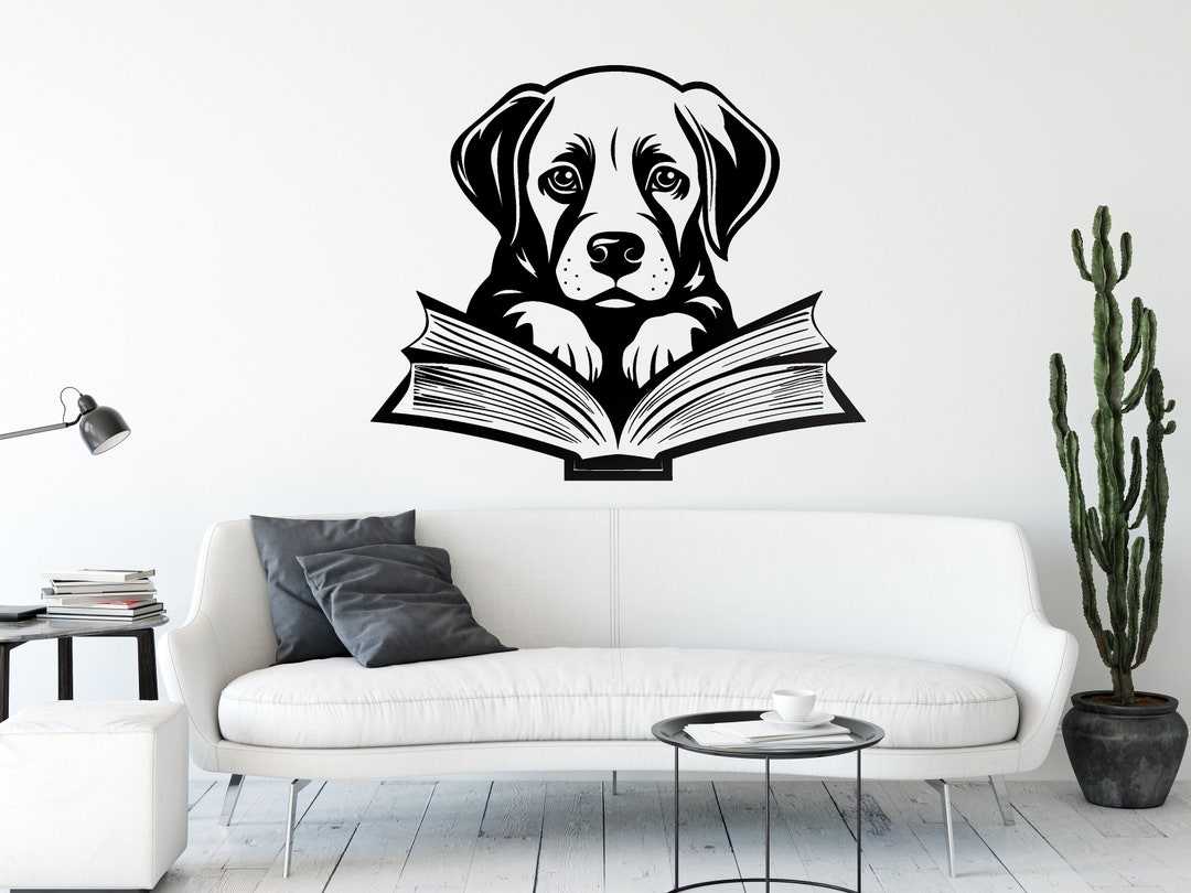 Labrador Reading Book Dog Wall Decal Dog Decor Dog Kids Dog - Etsy