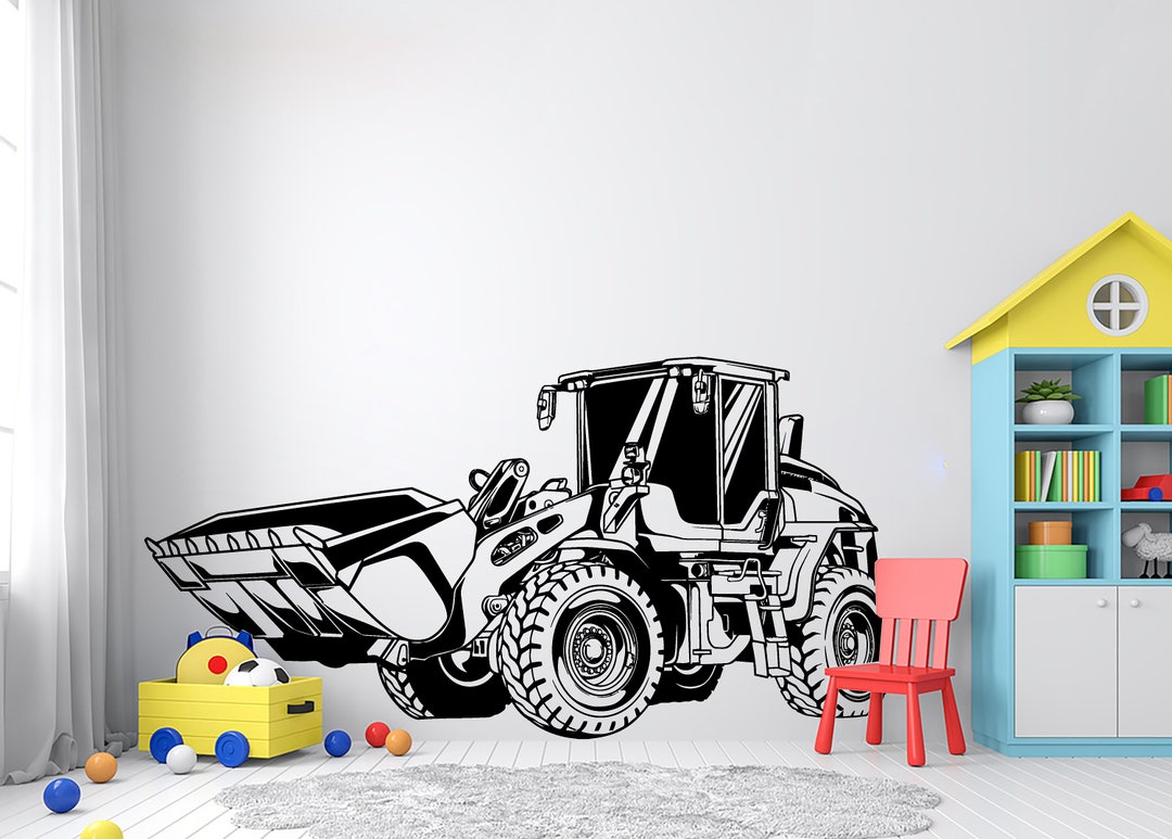 Excavator Wall Decal Constuction Kids Excavator Wall Decor Nursery Kids ...