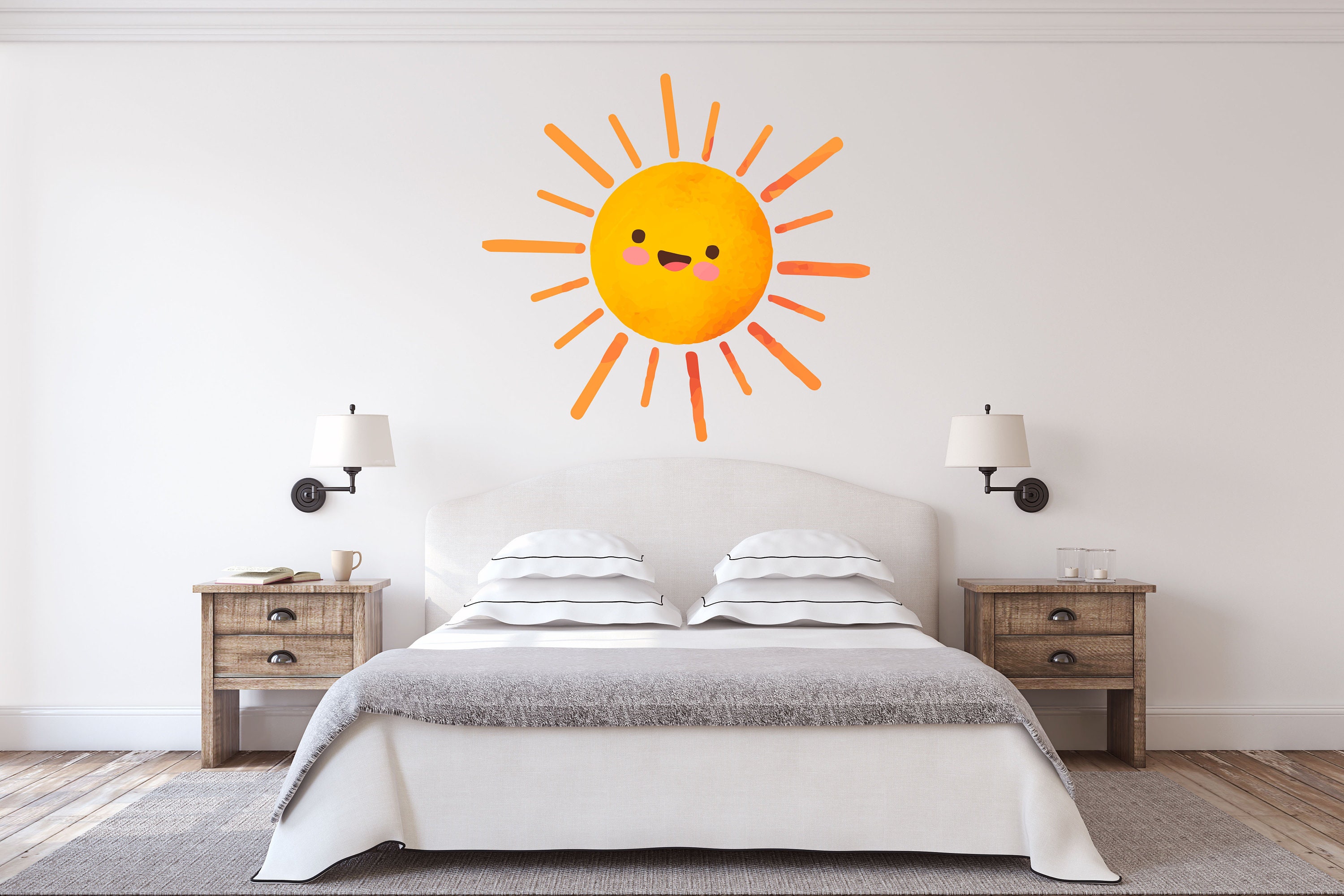 Sun Wall Decal Watercolour Room Decor Sunshine Wall Decor - Etsy