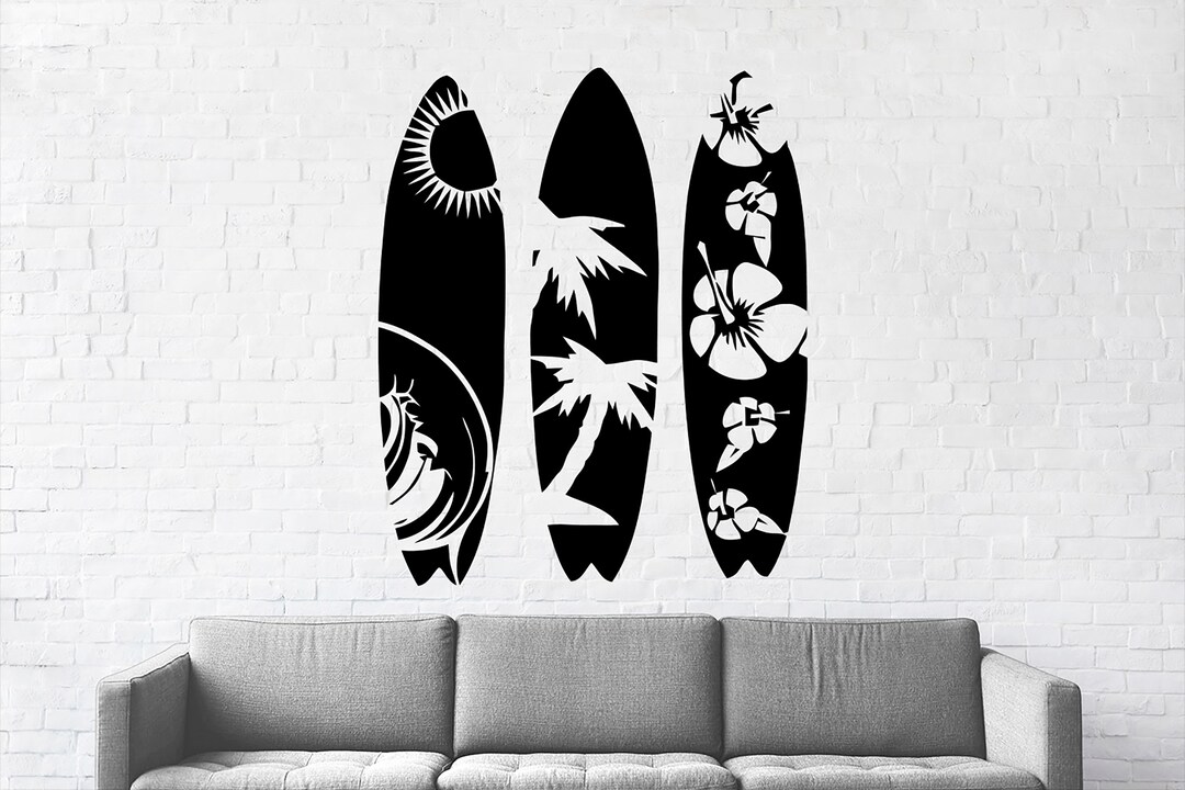 Surf Wall Decal Surfboard Art Wall Decal Beach Sport Vinyl - Etsy