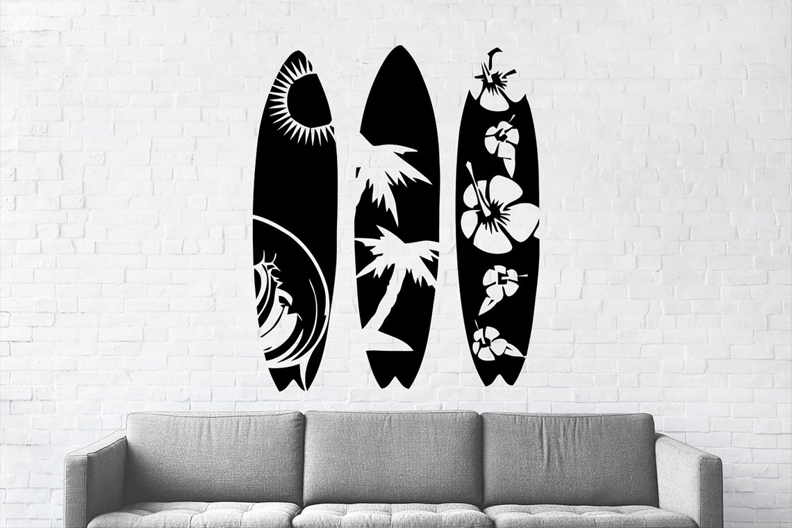 Surf Wall Decal Surfboard Art Wall Decal Beach Sport Vinyl - Etsy